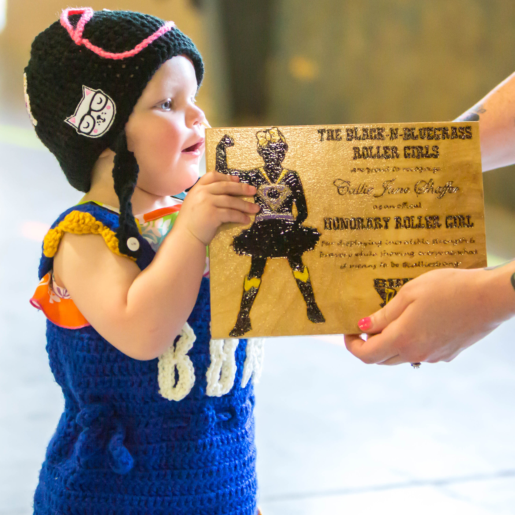 #CallieStrong Becomes Honorary Roller Girl - Black-n-Bluegrass Roller Derby